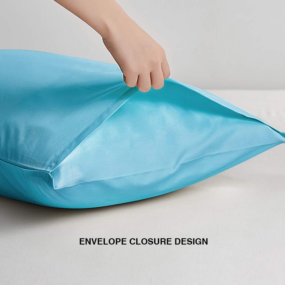 FLXXIE Microfiber Pillow Cases Standard Size, Soft Pillowcases with Envelope Closure, Wrinkle, Stain Resistant Pillow Covers, 20x26, Blue
