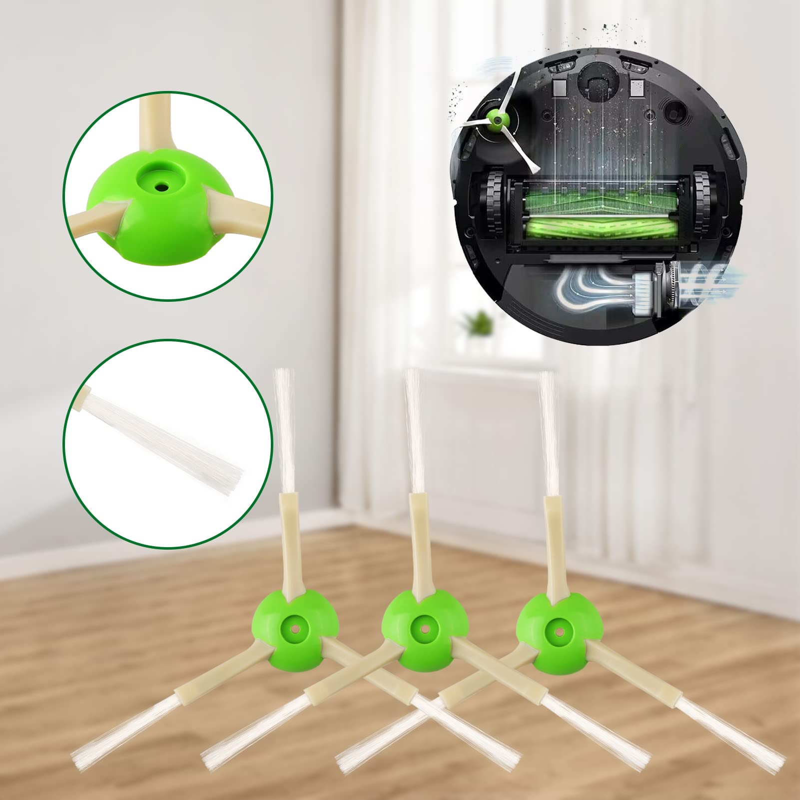 HORPKUN Replacement Parts for iRobot Roomba i7 i7+ i3 i3+ i4 i6 i6+ i8 i8+/Plus E5 E6 E7 j7 I,E &J Series Vacuum Cleaner, 2 Set Rubber Brushes, 6 Filters, 6 Side Brushes,3 Vacuum Bags