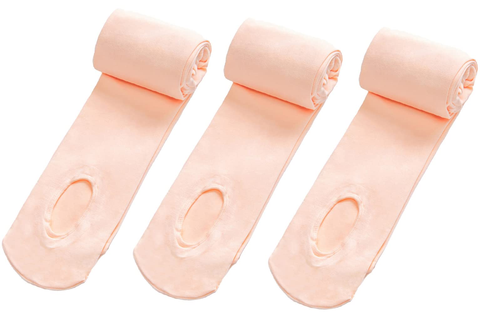 MdnMd 3 Pack Women's Dance Tights Ballet Ultra Soft Transition Footless Dancer Tight Stocking for Girls (Ballet Pink, Child Age 11-14)