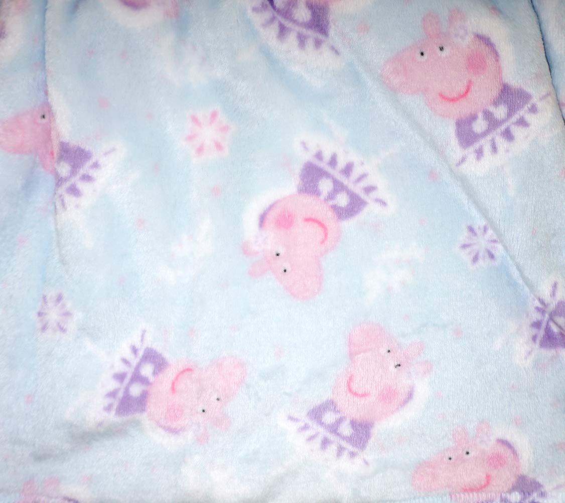 Peppa Pig Girls' Toddler Velvet Fleece Hooded Robe, Aqua, 3T