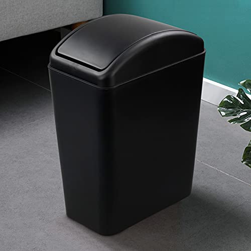 Xowine 4.2 Gallon Small Plastic Trash Can with Swing Lid, Garbage Can for Kitchen, Black