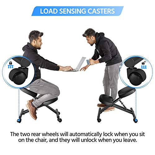 Topeakmart Home Office Ergonomic Kneeling Chair Adjustable Knee Stool Posture Corrective Angled Seat Black