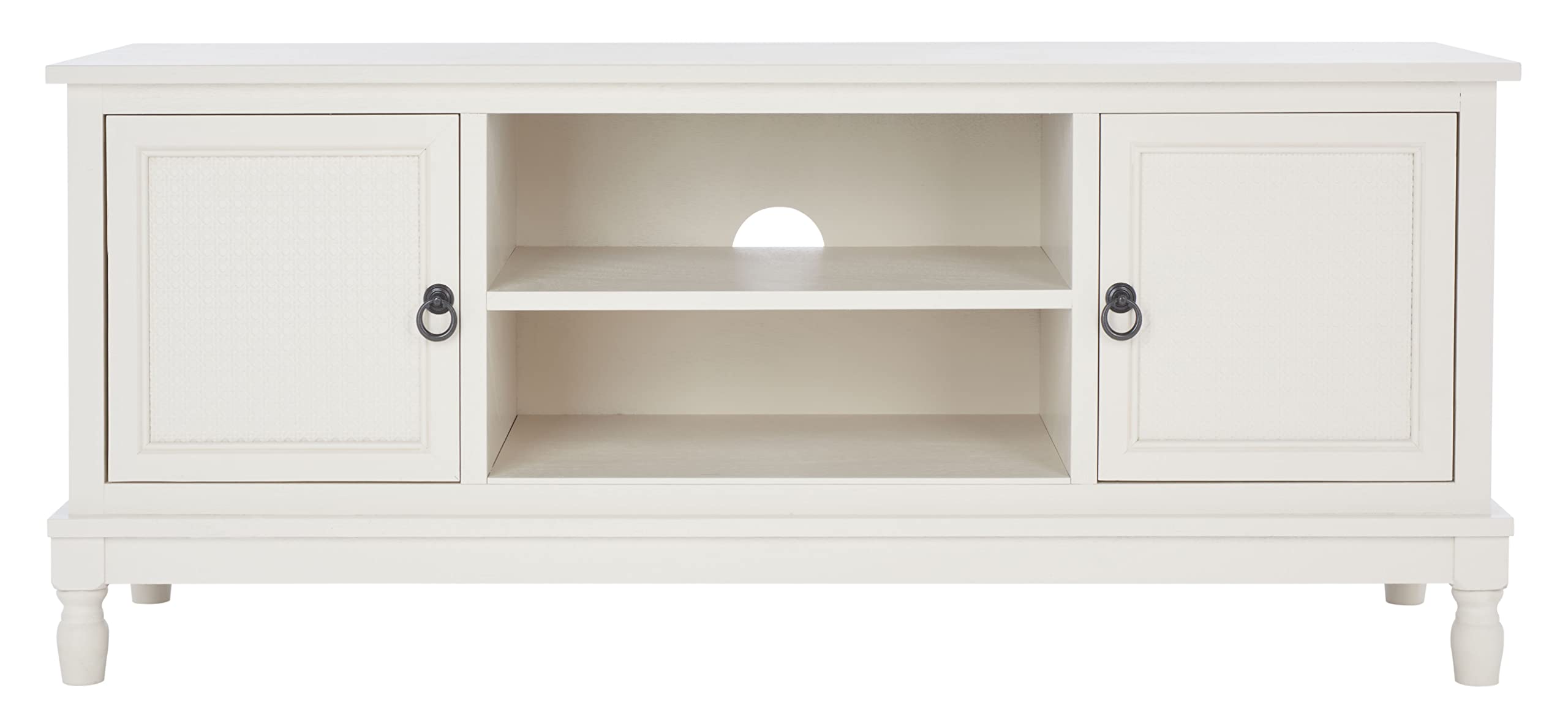 SAFAVIEH Home Collection Haines White 2-Door 1-Shelf Entertainment Media Stand up to 55" Flatscreen TV