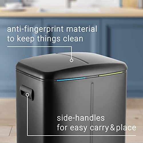 happimess HPM1005B Open Double Bucket Garbage Bin with Soft Close Step, Durable Steel Pedal for Home, Office, Kitchen Trash Can, 10.5 Gallon, Black