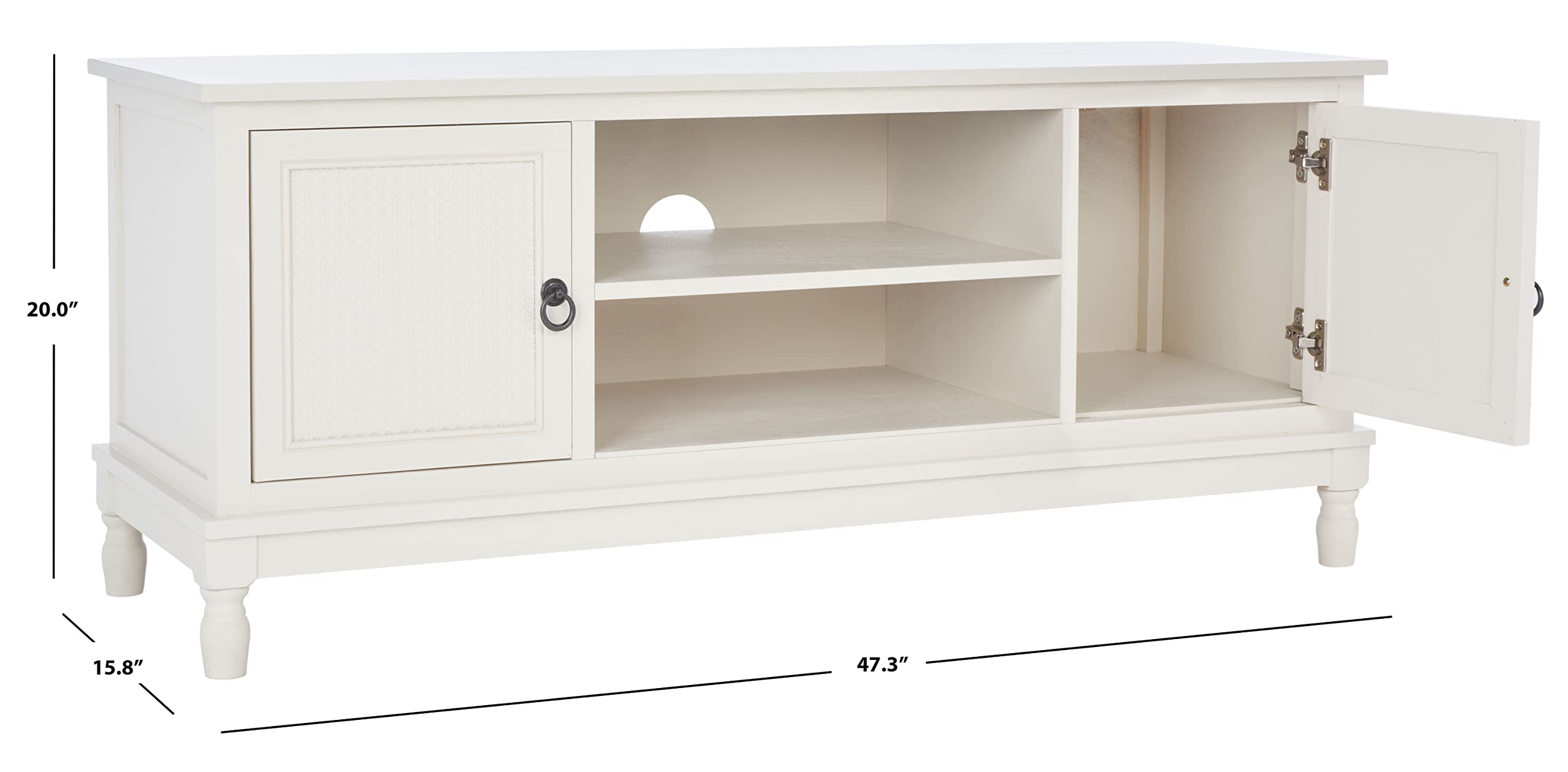 SAFAVIEH Home Collection Haines White 2-Door 1-Shelf Entertainment Media Stand up to 55" Flatscreen TV