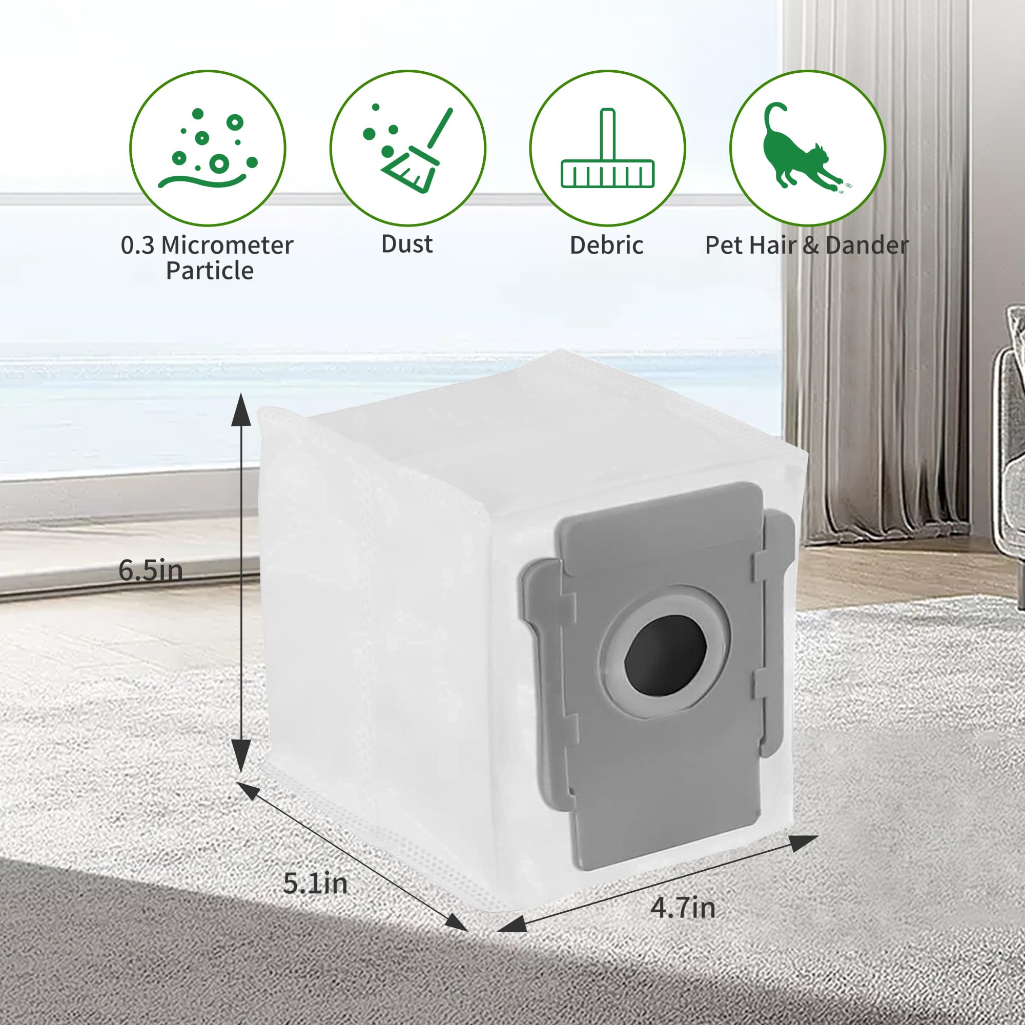 Amyehouse Brush Hepa Filter Accessory Kit Replacement Compatible with Roomba I & J Series i1 i3 i4 i6 i7 i8 J7 J5 J6 J8 J9 Including 2 Extractor 10 Filters 10 Side Brush & 5 Bags