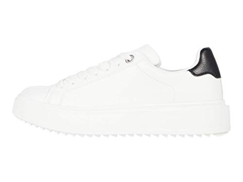 Steve Madden Women's Catcher Sneaker, White Black, 8.5