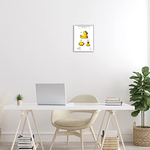 Stupell Industries Toy Rubber Duck Yellow Patent Design Diagram, Design by Karl Hronek 11 x 14