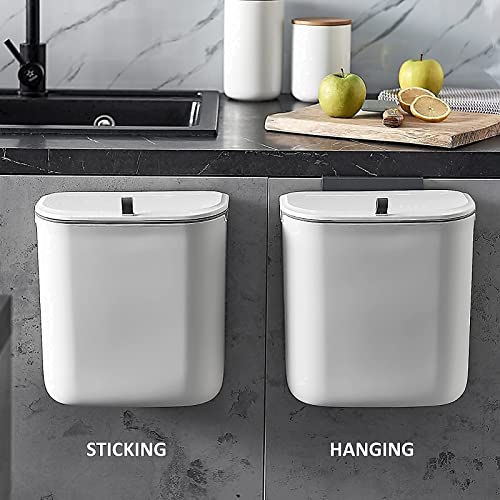 Bundles of 2.5 Gallon Motion Sensor Trash Can and 2.5 Gallon Hanging Trash Can, ELPHECO for Bathroom and Kitchen use