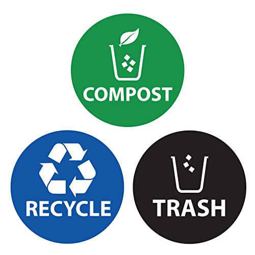 Luloop Designs - Recycle Trash Compost Stickers for Cans, Compost Bin, Recycle Bin, Metal Trash Can or Plastic Trash Can at Home, Kitchen or Office (5 x 5 Inches) - Premium Vinyl Sticker
