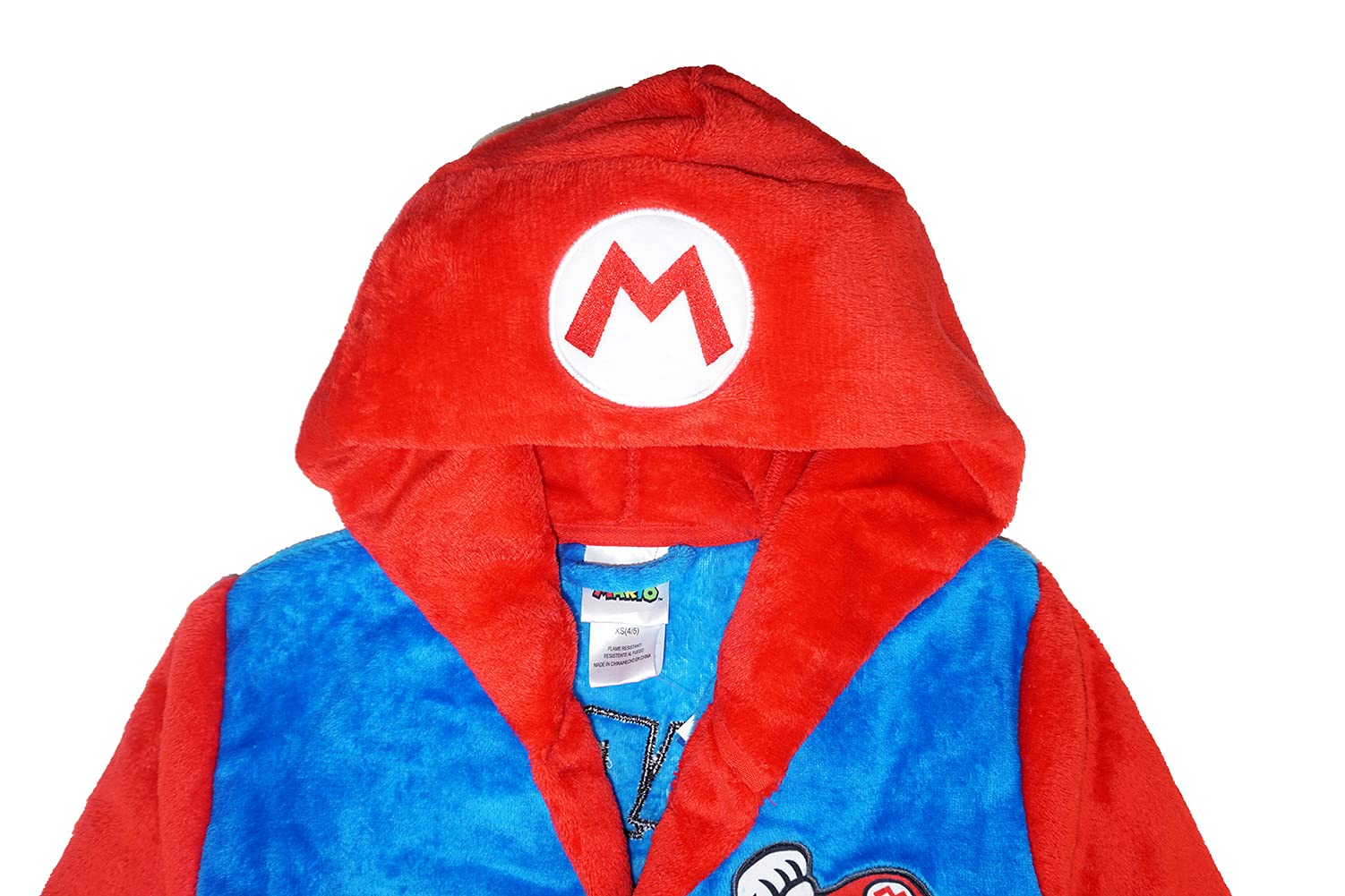 Super Mario Little/Big Boys' Soft Hooded Fleece Sleepwear Bathrobe - Plush Robe for Kids, Mario, 8