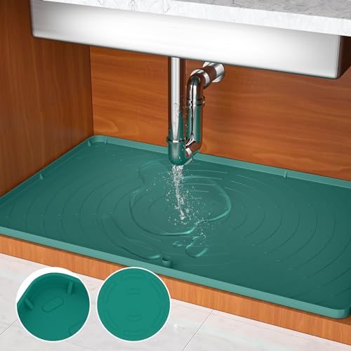 Sifxouped Under Sink Mat Waterproof Kitchen Sink Mats Sturdy Protectors 22"x34" for Bathroom Excellent Fit Easy to Clean (Green)