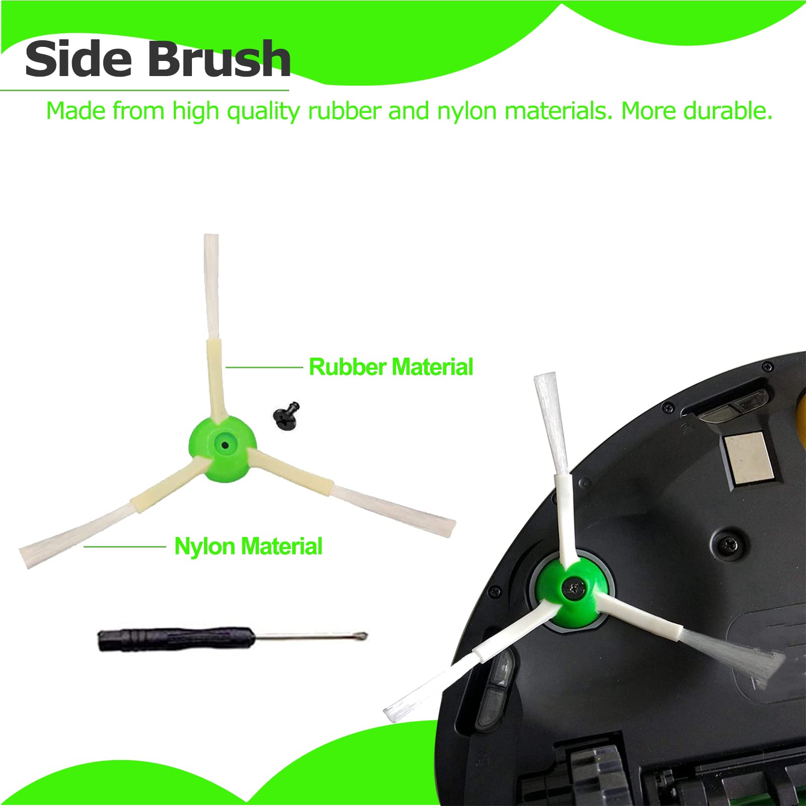 Replacement Parts for iRobot Roomba i3 i3+ i4 i4+ i6 i6+ i7 i7+ i8 i8+ E5 E6 E7 j7 (7150) j7+ (7550) I,E,J Series Vacuum Cleaner, Roller Brushes, Filters,Edge Sweeping Brushes Replacement Kits (2+3+3)