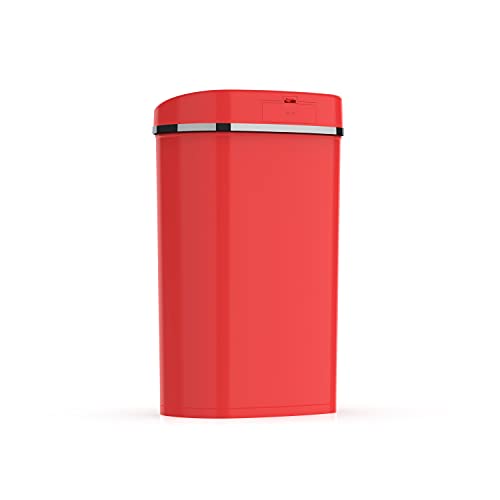 Mainstay Motion Sensor Trash Can, 13.2 Gallon, Red Stainless Steel