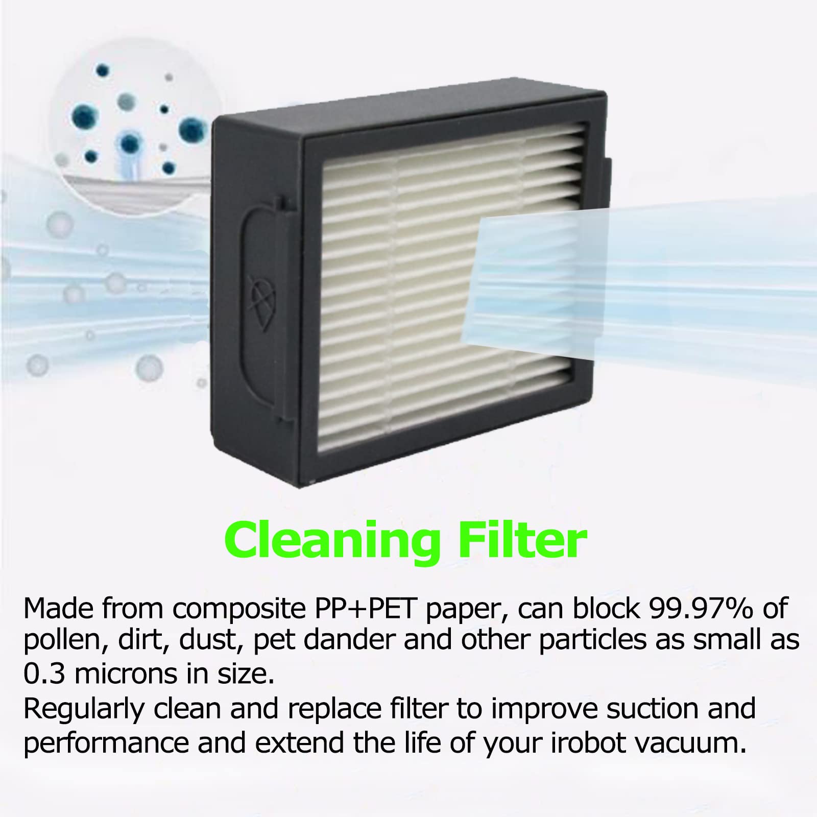 Replacement Parts for iRobot Roomba i3 i3+ i4 i4+ i6 i6+ i7 i7+ i8 i8+ E5 E6 E7 j7 (7150) j7+ (7550) I,E,J Series Vacuum Cleaner, Roller Brushes, Filters,Edge Sweeping Brushes Replacement Kits (2+3+3)