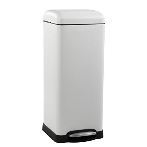 happimess HPM1007A Betty Retro 8-Gallon Step-Open Garbage Can with Soft Close Step, White