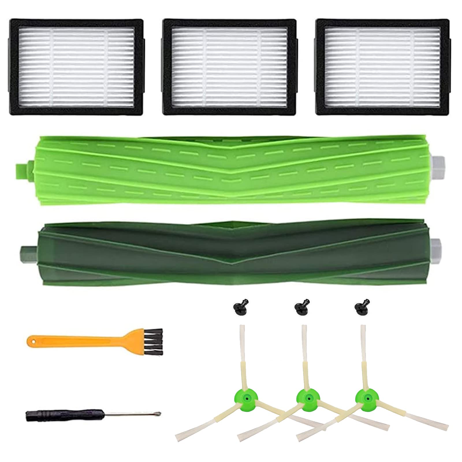 Replacement Parts for iRobot Roomba i3 i3+ i4 i4+ i6 i6+ i7 i7+ i8 i8+ E5 E6 E7 j7 (7150) j7+ (7550) I,E,J Series Vacuum Cleaner, Roller Brushes, Filters,Edge Sweeping Brushes Replacement Kits (2+3+3)