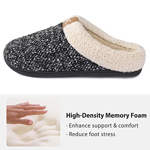 ULTRAIDEAS Mens Slip On Slippers, Sherpa Lined House Shoes with Memory Foam for Indoor Outdoor, Machine Washable (Meteorite Grey, Size 9-10)