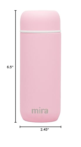 7 oz Slim Thermos Flask - Leak-Proof Insulated Water Bottle - Perfect Compact Size - Taffy Pink