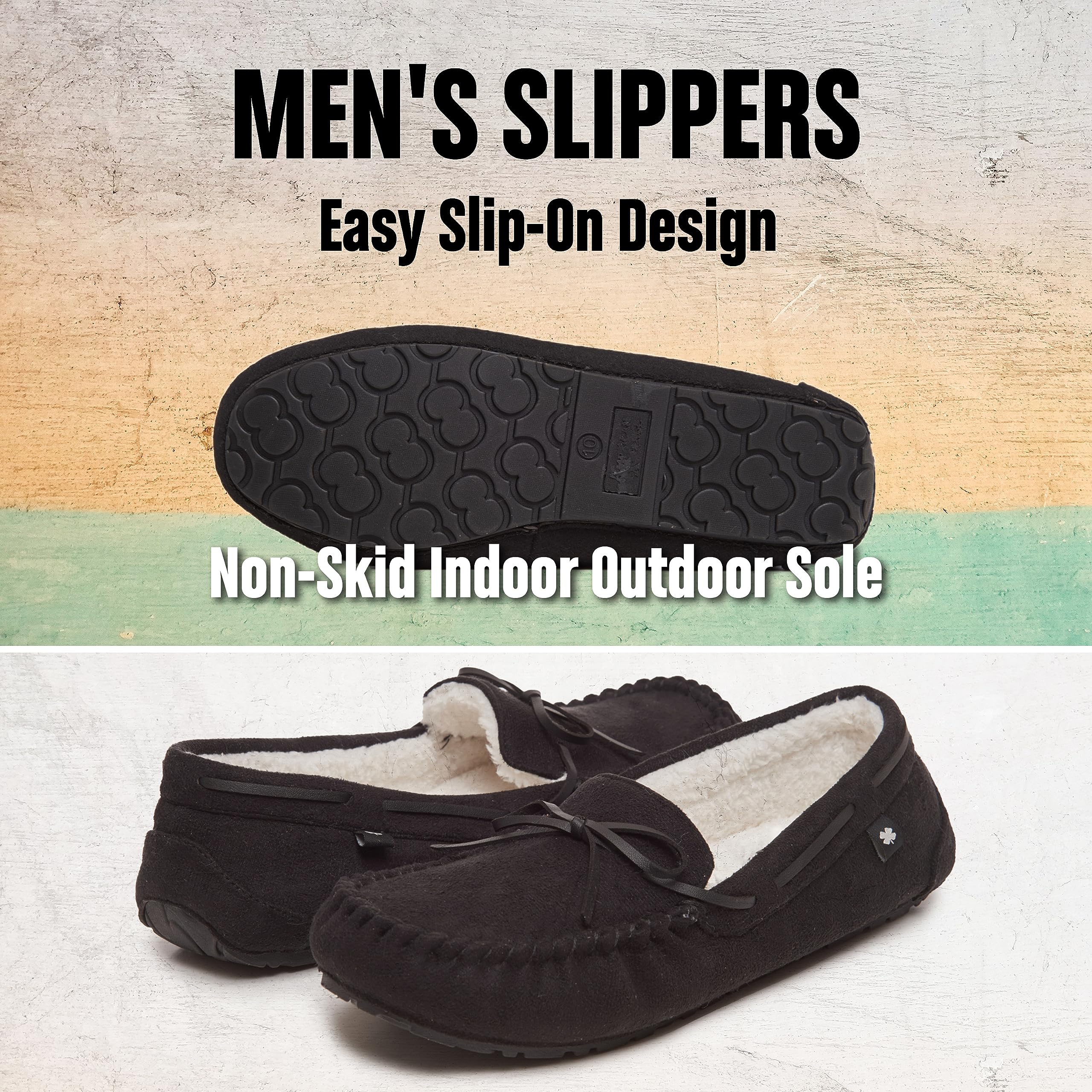 Lucky Brand Mens Faux Wool A-Line Slippers with Memory Foam