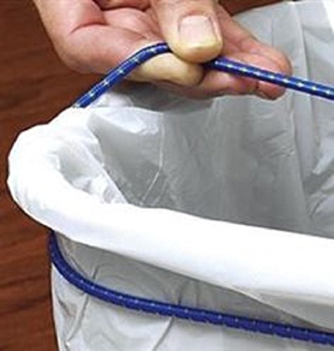 Trash Can Bands Set of 3 - Grey with Metal Connector, Holds 13 to 33 Gallon Trash Bag - Durable Elastic Garbage Bag Band for Indoor and Outdoor Use - Waste Basket Rubber Bands For Round & Square Bins
