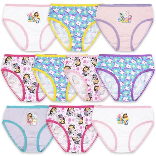 Gabby’s Dollhouse Girls’ 10-Pack 100% Combed Cotton Underwear, Sizes 2/3T, 4T, 4, 6 and 8