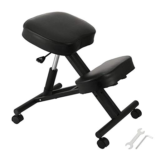Happybuy Ergonomic Kneeling Chair Heavy Duty Better Posture Kneeling Stool Office Chair Home for Body Shaping Relieveing Stress Meditation Desk Computer Kneeling Stool Chair (Black/PVC)