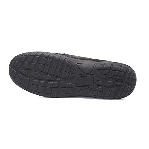 Hanes Mens Moccasin Slipper House Shoe With Indoor Outdoor Memory Foam Sole Fresh IQ Odor Protection , Black , X-Large