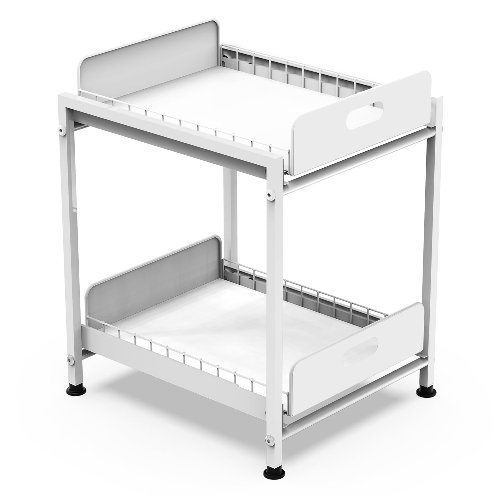 IncepKick Under Sink Organizer and Storage for Kitchen Bathroom 2 Tier Slide Out Under Sink Shelf Cabinet Storage Shelf Under Sink Storage Metal (White)