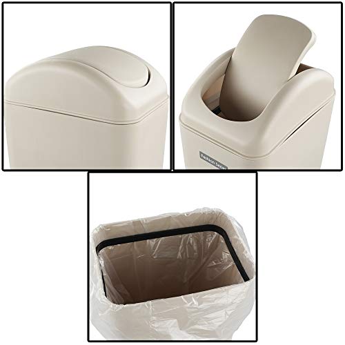 Obstnny Slim Plastic Trash Can for Narrow Spaces at Home or Office, Khaki.