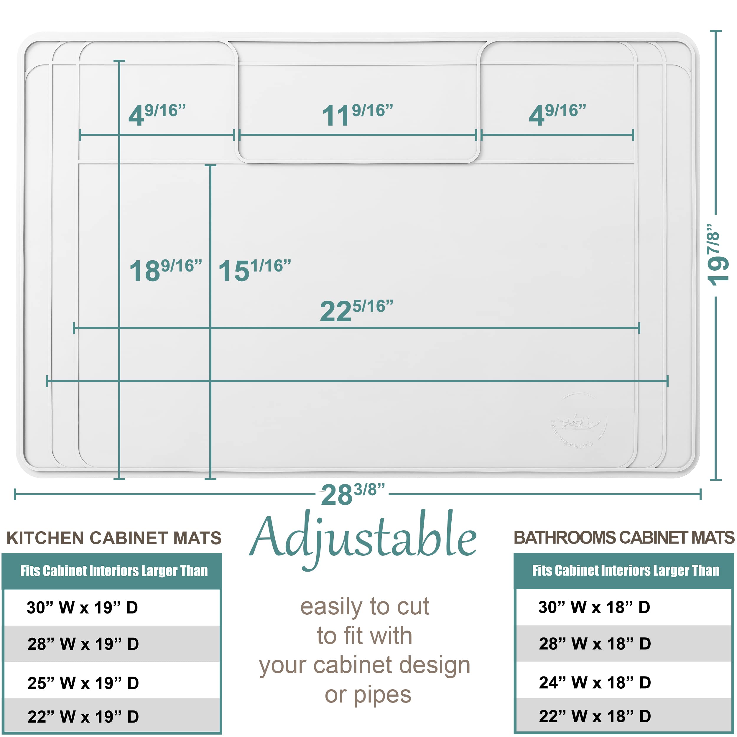 Original Under Sink Mat - Adjustable Silicone, Waterproof Vanity Mat - 28" x 19" or Smaller