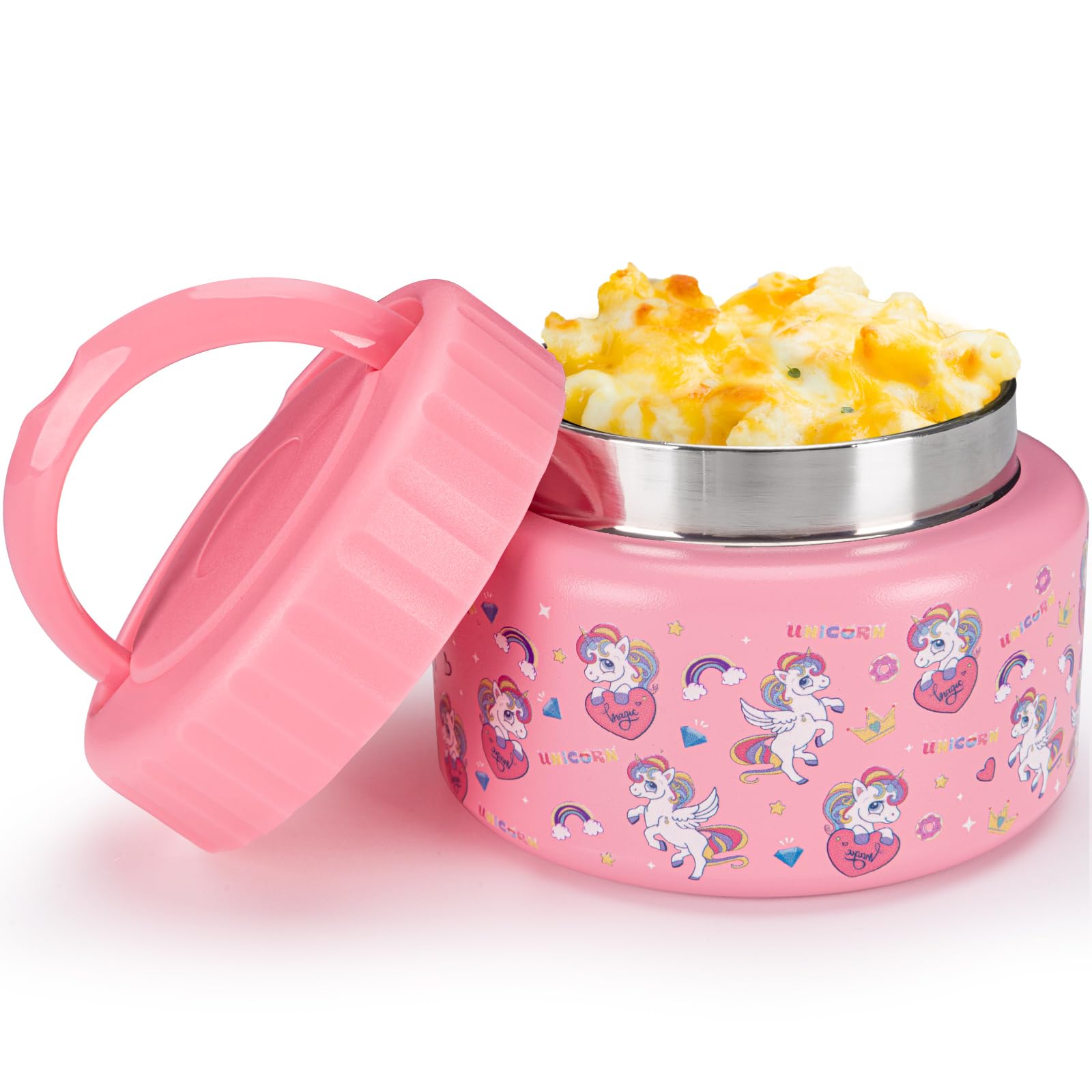 Charcy 8oz Thermo for Hot Food Kids, Wide Mouth Leak-Proof Soup Thermo, Insulated Food Jar for 4h Hot and 6h Cold - Pink Unicorn Y