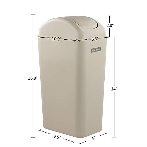 Obstnny Slim Plastic Trash Can for Narrow Spaces at Home or Office, Khaki.