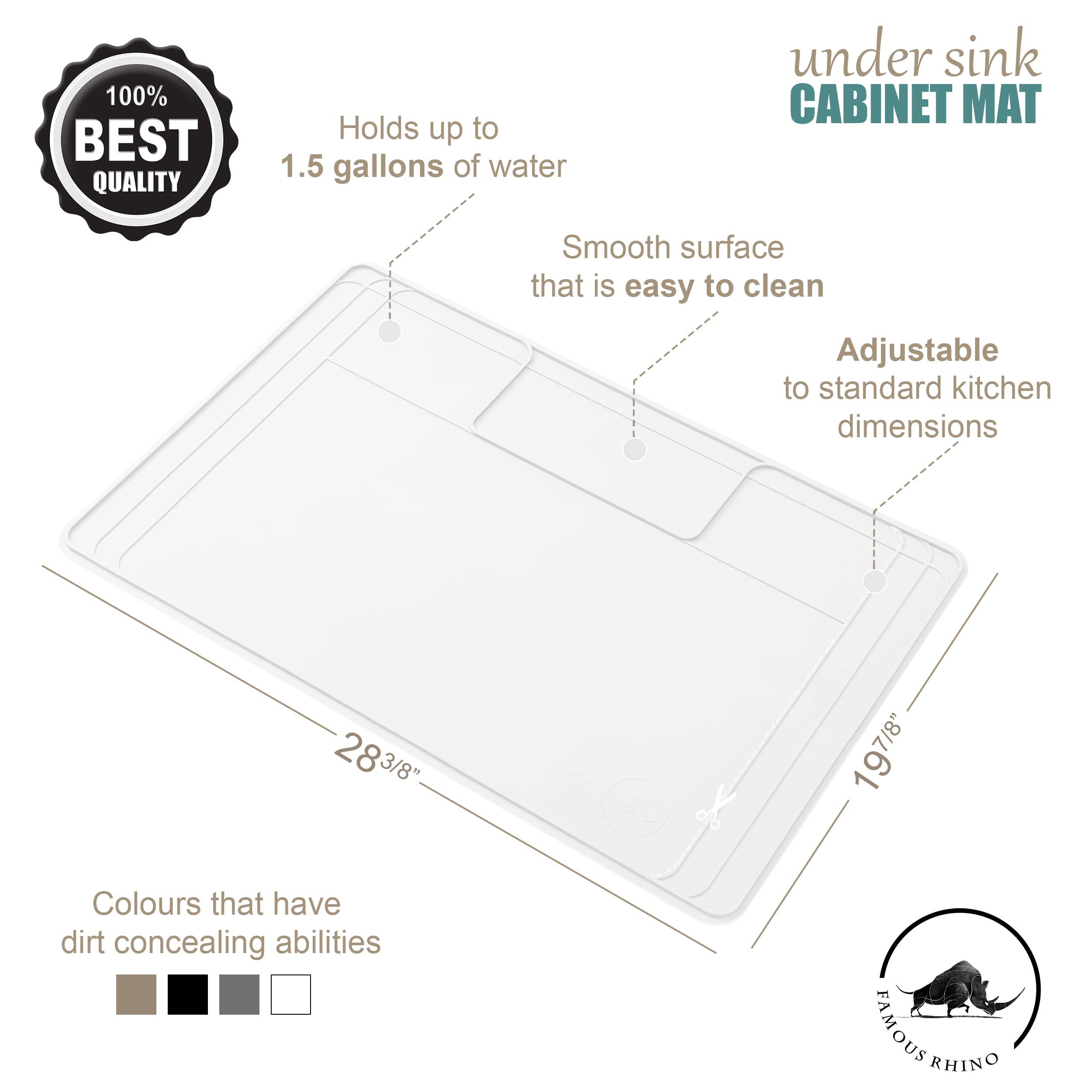 Original Under Sink Mat - Adjustable Silicone, Waterproof Vanity Mat - 28" x 19" or Smaller