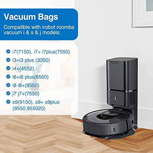 10 Pack Vacuum Bags for irobot Roomba bags i &S& j Series, Replacement for irobot Roomba i7 i7+(7550), i3+EVO(3550) i1+ i4+ i6+ i8+ s9(9150) s9 Plus(9550) j7+(7550) All Automatic Dirt Disposal Bags