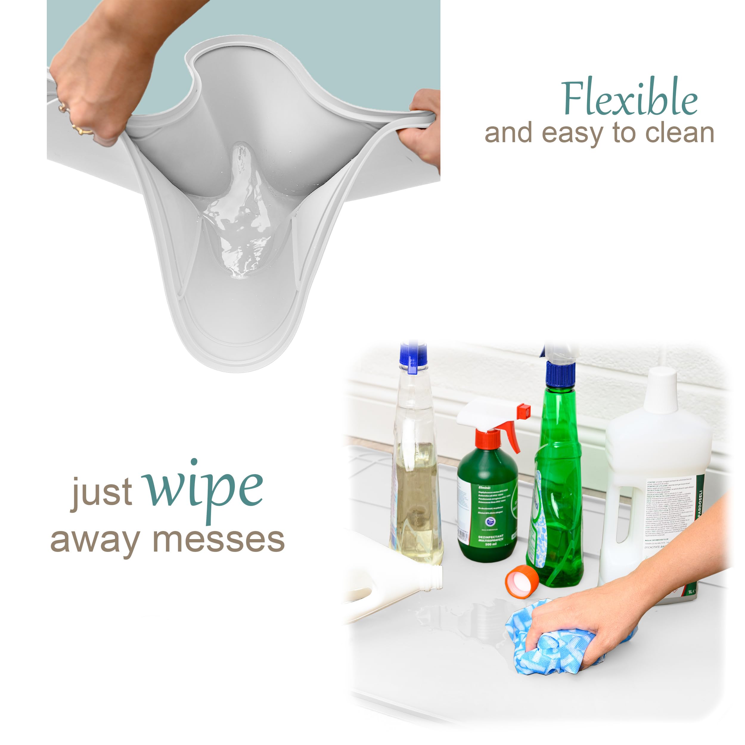 Original Under Sink Mat - Adjustable Silicone, Waterproof Vanity Mat - 28" x 19" or Smaller