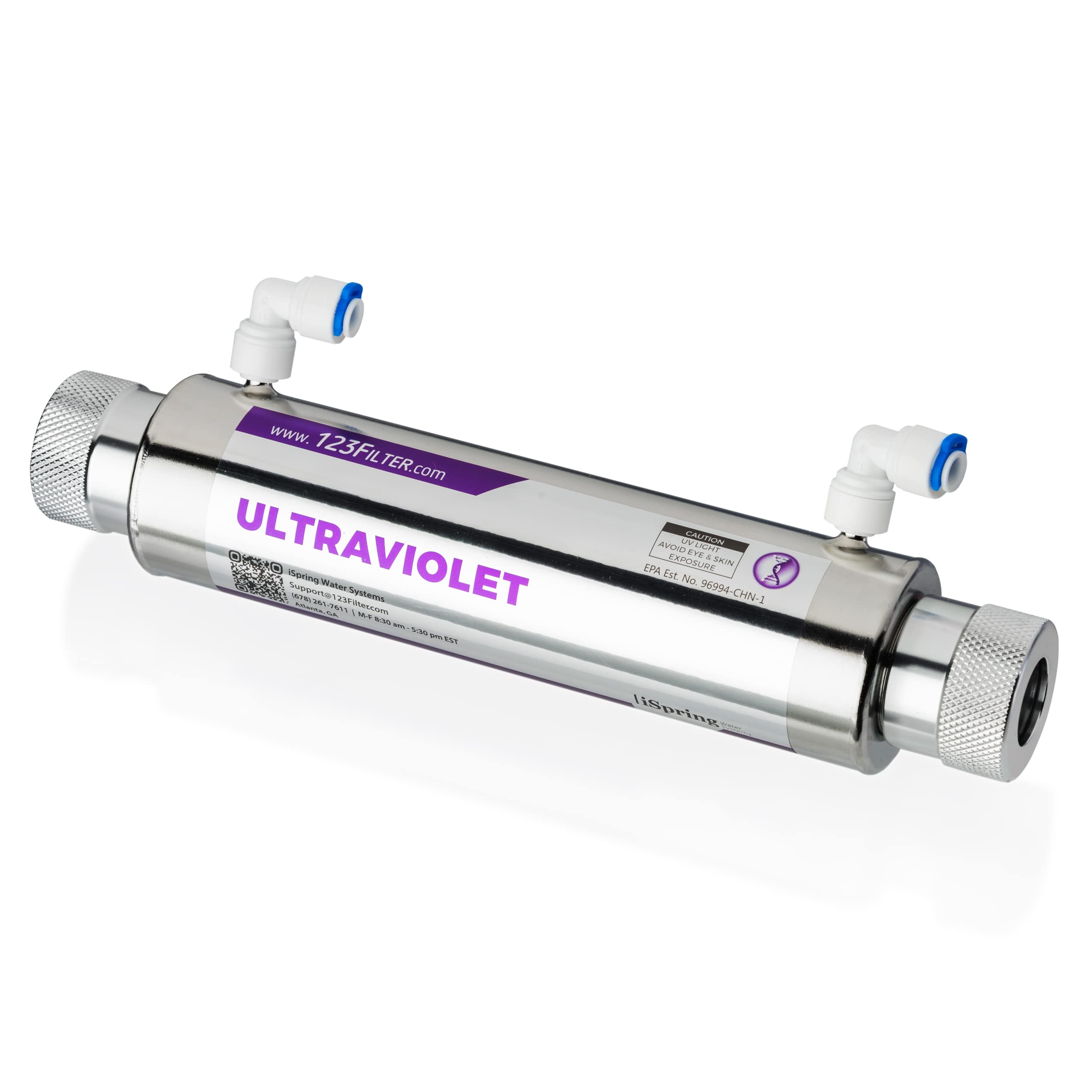iSpring CU-A4 0.01μm Ultra-Filtration Under Sink Water Filter System, Remove 99.99% Contaminants, Quick Filter Change with Chrome Faucet, White & UVF11A UV Ultraviolet Light Water Filter