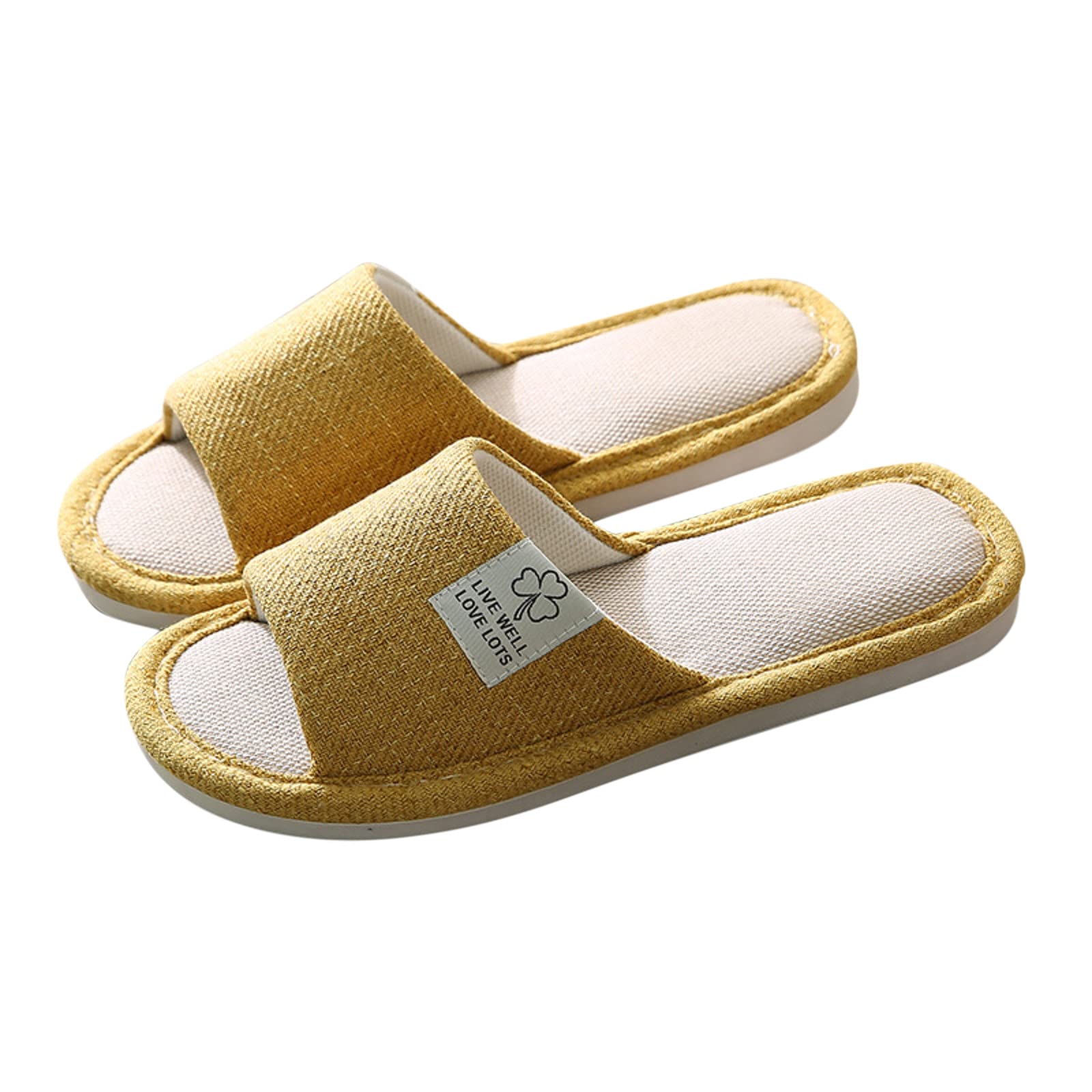Aniywn Womens Mens Soft Indoor Slippers Open Toe Linen Memory Foam Slip on Home Shoes House Slippers Open Toe Home Shoes