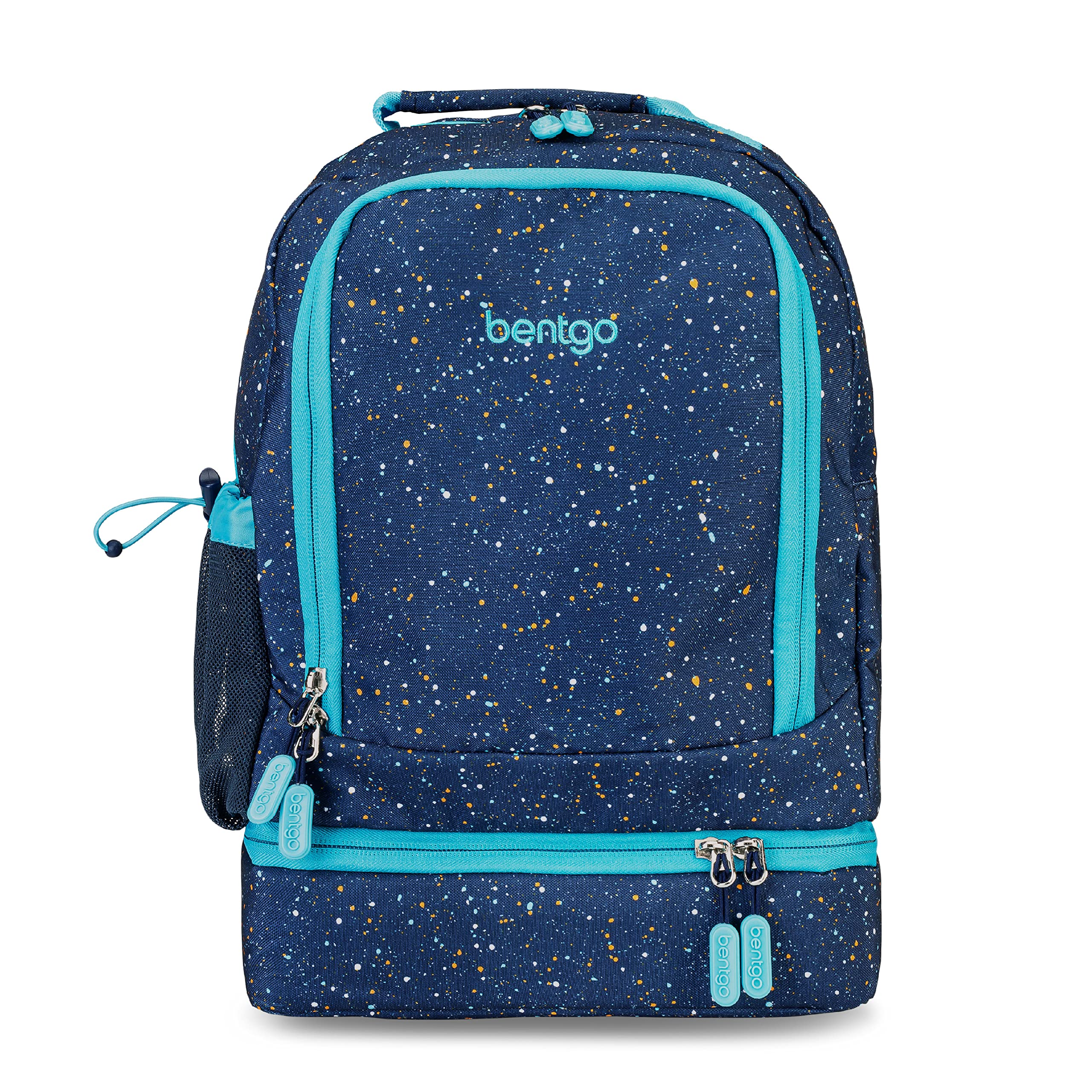 Bentgo Kids 2-in-1 Backpack & Insulated Lunch Bag - Confetti Designed 16ā Backpack for School & Travel -, Durable, Water Resistant, Padded, & Large Compartments (Confetti Edition - Abyss Blue)