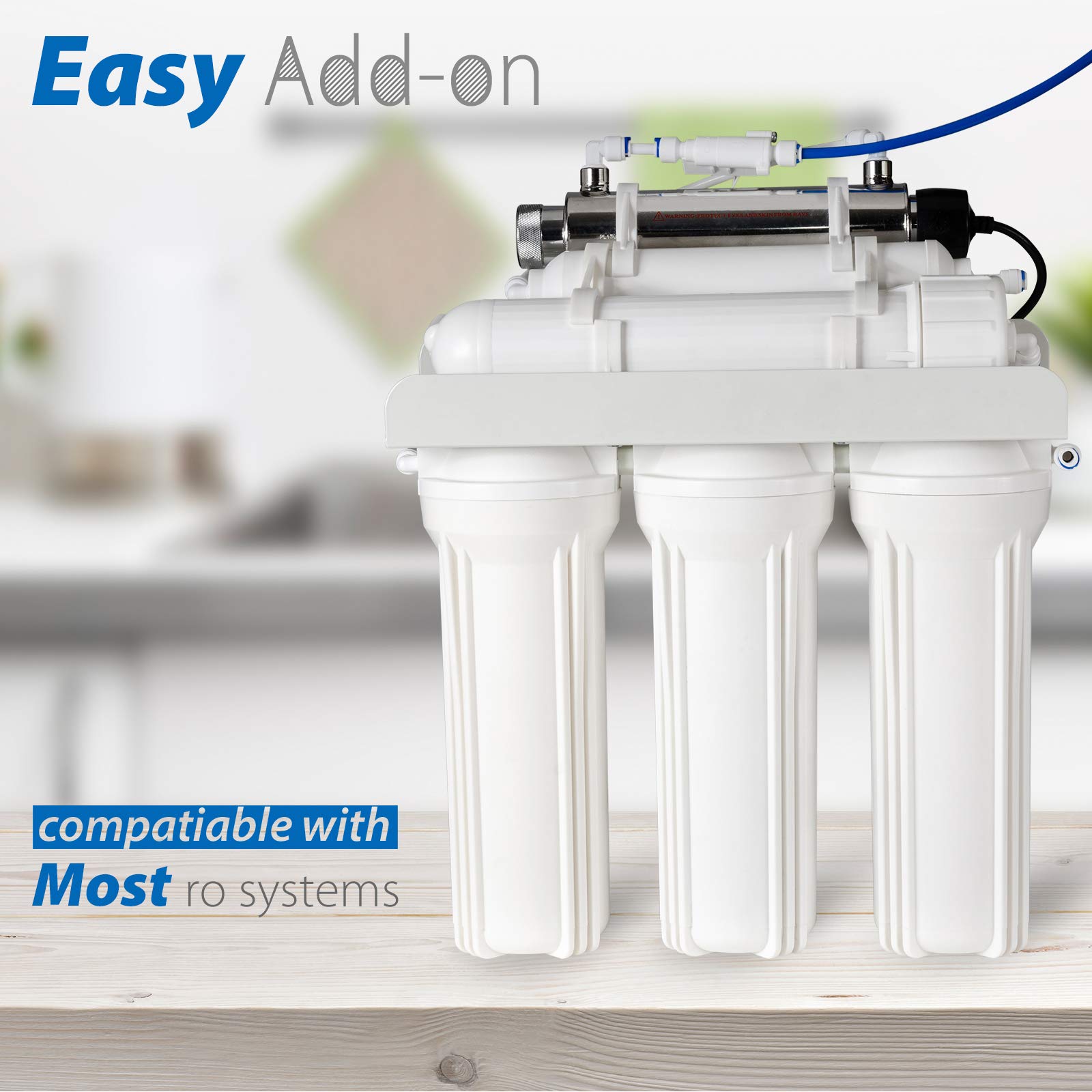 iSpring CU-A4 0.01μm Ultra-Filtration Under Sink Water Filter System, Remove 99.99% Contaminants, Quick Filter Change with Chrome Faucet, White & UVF11A UV Ultraviolet Light Water Filter