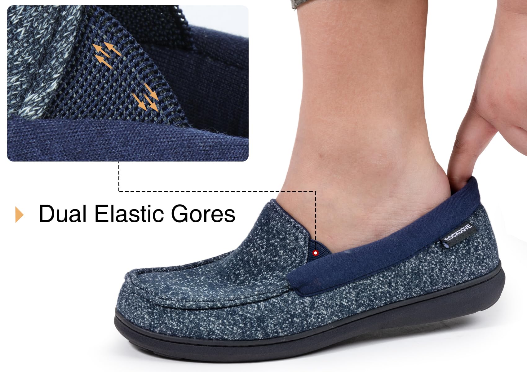 RockDove Men's Tweed Memory Foam Moc Slipper, Size 12 US Men, Navy