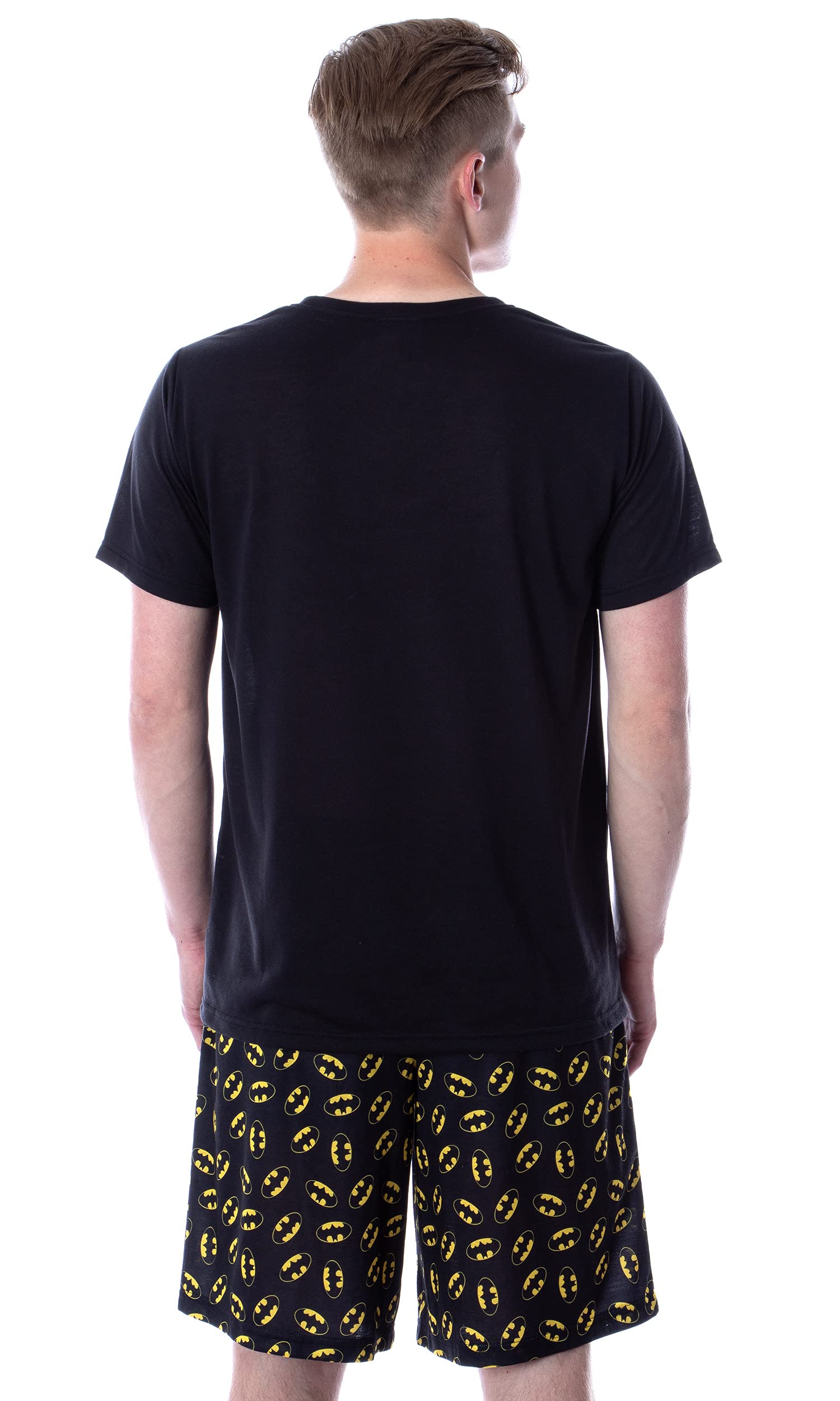 DC Comics Mens' Batman Logo Short Sleeve Shirt Pajama Short Set (XX-Large) Black
