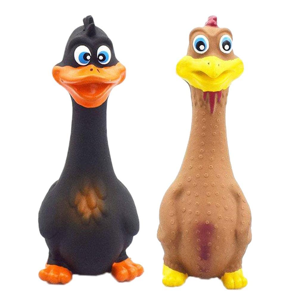 KLKCMS 2Pcs Screaming Chicken, Latex Rubber Squaking Chicken Toy Novelty Rubber Chicken Ducks for Kids and Dogs, Rubber Chickens Dog Chew Bite Toys