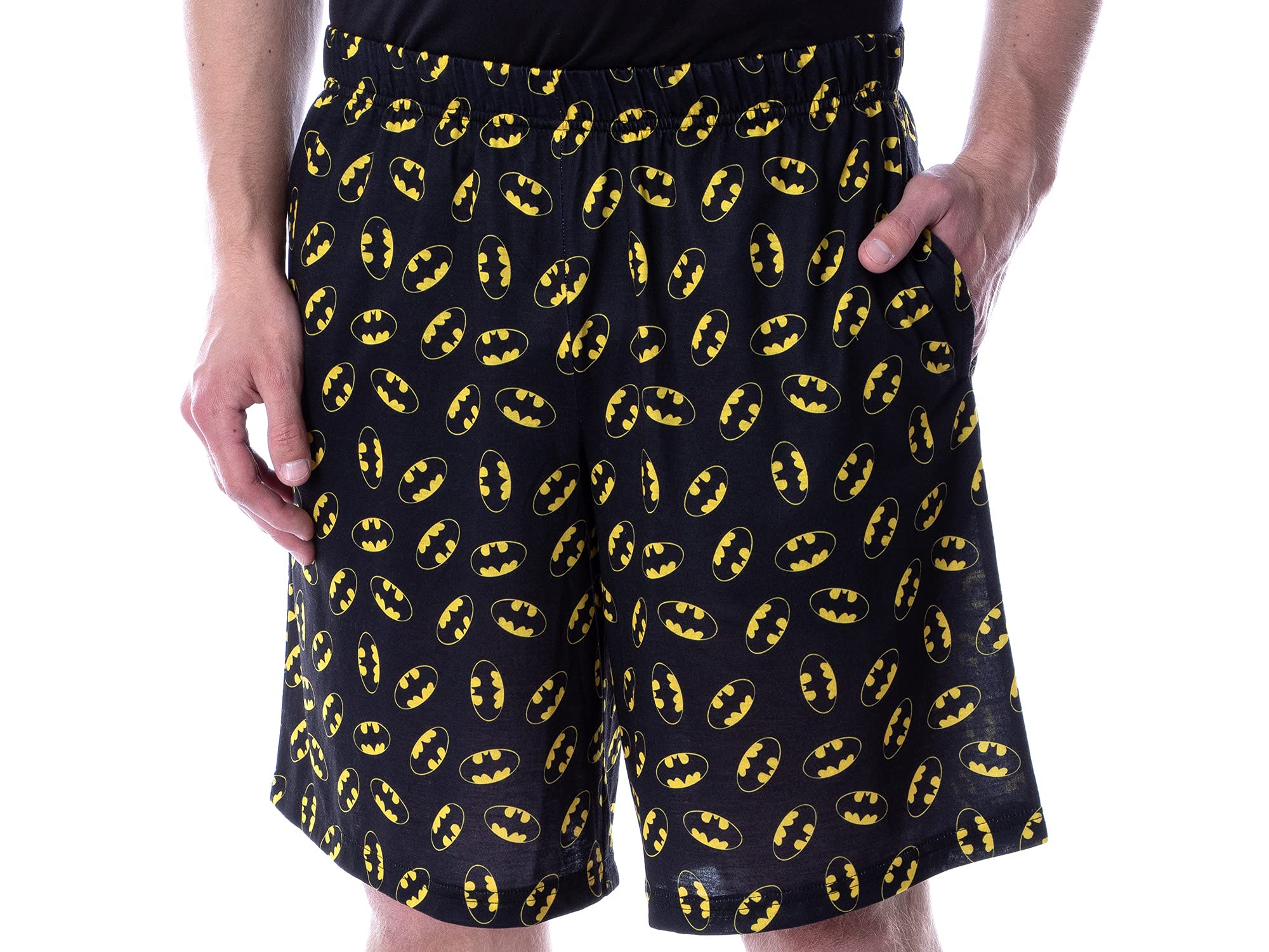 DC Comics Mens' Batman Logo Short Sleeve Shirt Pajama Short Set (XX-Large) Black