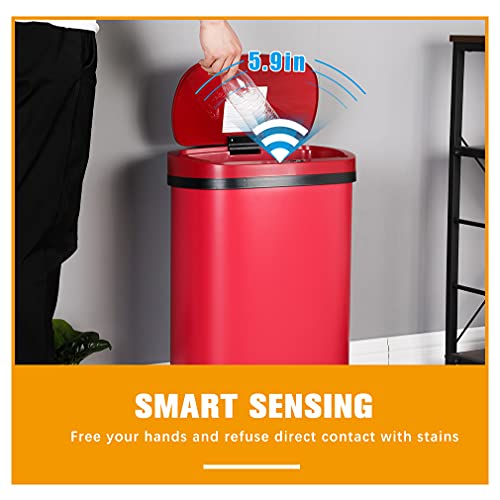 New Red 13-Gallon Touch Free Sensor Automatic Kitchen Office