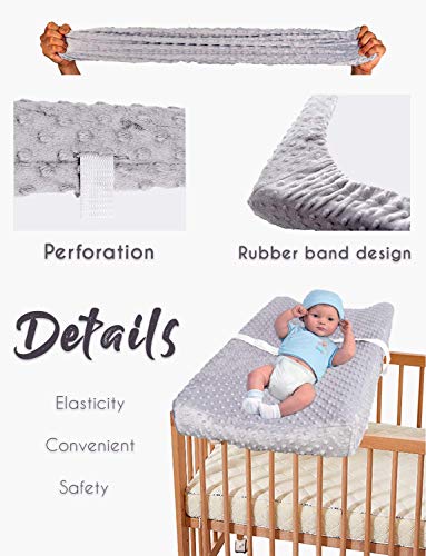 Baby Changing Pad Cover, Super Soft Minky Dot Diaper Changing Table Covers for Baby Girls and Boys, Ultra Comfortable, Safe for Babies, Fit 32"/34'' x 16" Pad (Gray)