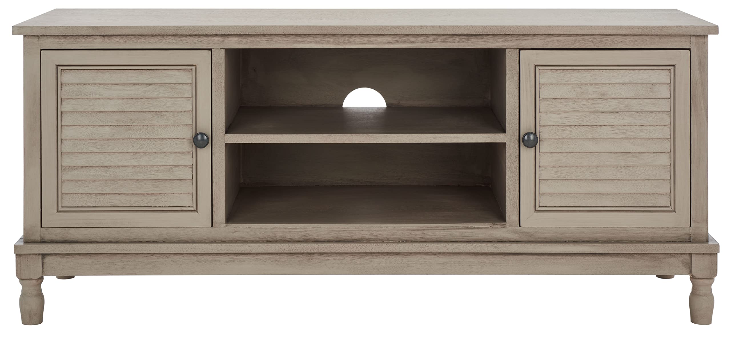 SAFAVIEH Home Collection Tate Greige 2-Door 1-Shelf Entertainment Media Stand up to 55" Flatscreen TV