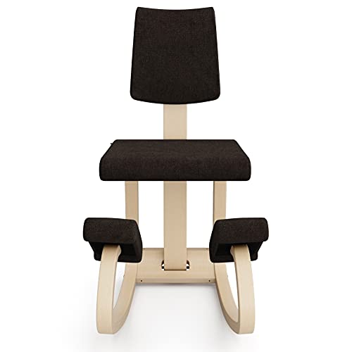 Varier Variable Plus Balans The Original Ergonomic Kneeling Chair with a Backrest for Home Office (Black Revive Fabric with Natural Ash Base)