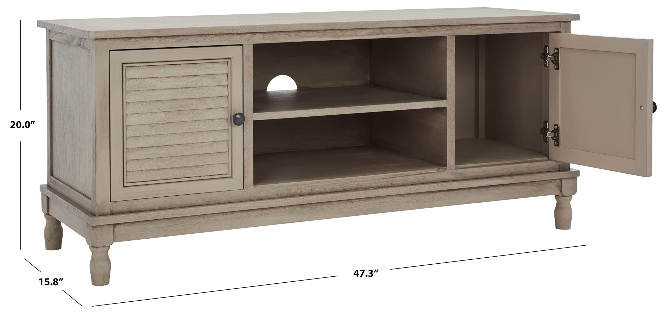 SAFAVIEH Home Collection Tate Greige 2-Door 1-Shelf Entertainment Media Stand up to 55" Flatscreen TV
