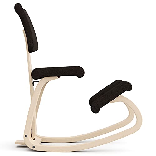 Varier Variable Plus Balans The Original Ergonomic Kneeling Chair with a Backrest for Home Office (Black Revive Fabric with Natural Ash Base)